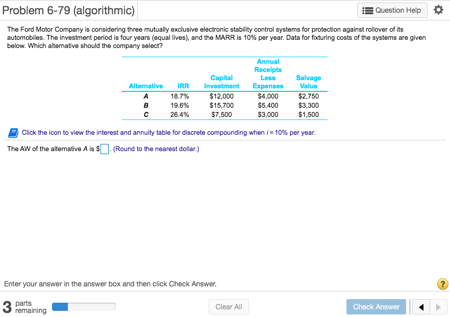 Solved o Problem 6-79 (algorithmic) Question Help The Ford | Chegg.com