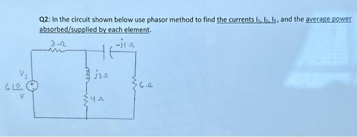 Solved Q2: In the circuit shown below use phasor method to | Chegg.com