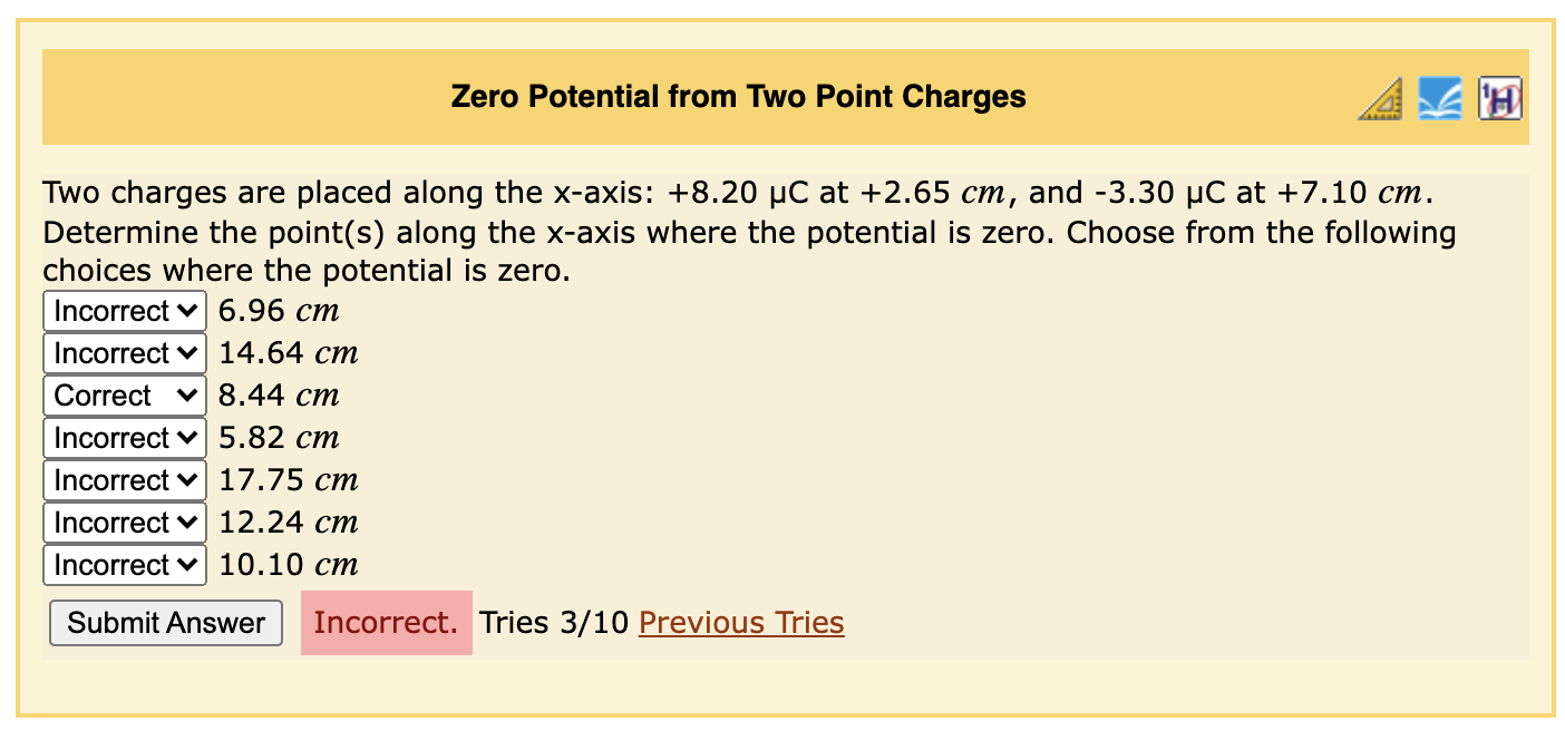 Solved Zero Potential from Two Point Charges 4H Two charges | Chegg.com