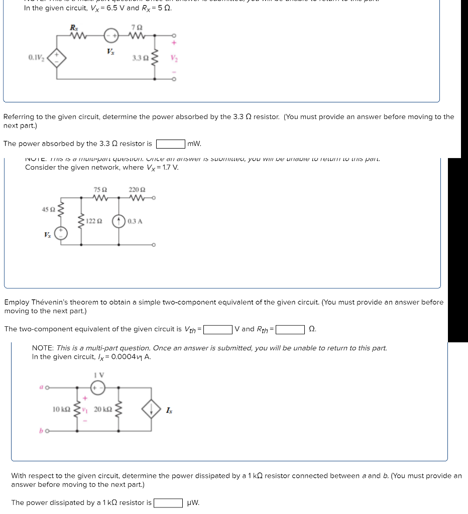 Solved In the given circuit, VX=6.5 V and RX=5Ω. Referring | Chegg.com