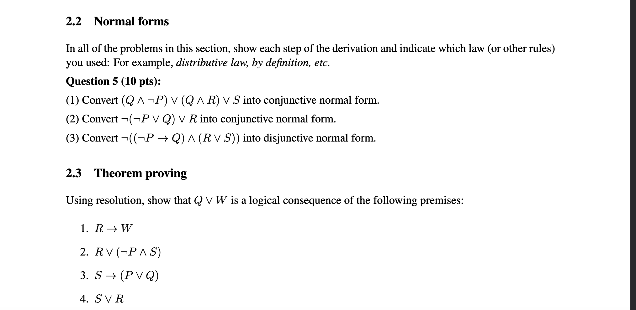 Solved 2.2 Normal forms In all of the problems in this | Chegg.com