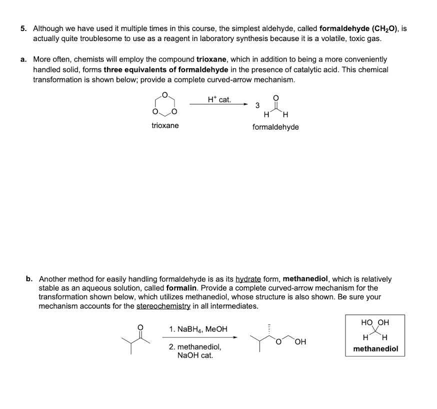 b. ﻿Another method for easily handling formaldehyde | Chegg.com