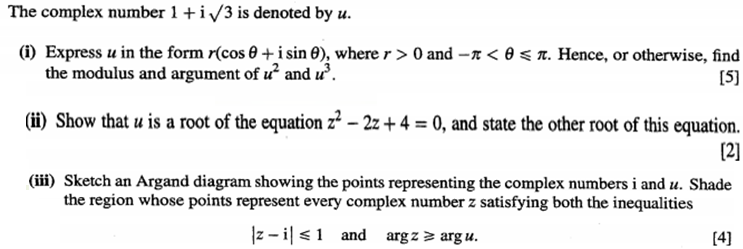 Solved The complex number 1 +iv3 is denoted by u. (i) | Chegg.com