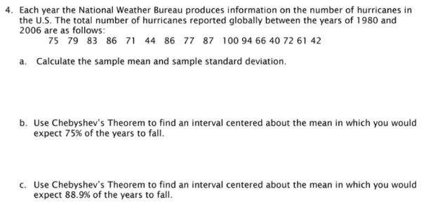 Solved 4. Each year the National Weather Bureau produces | Chegg.com