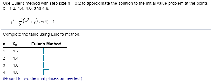 Solved Use Euler's method with step size h = 0.2 to | Chegg.com
