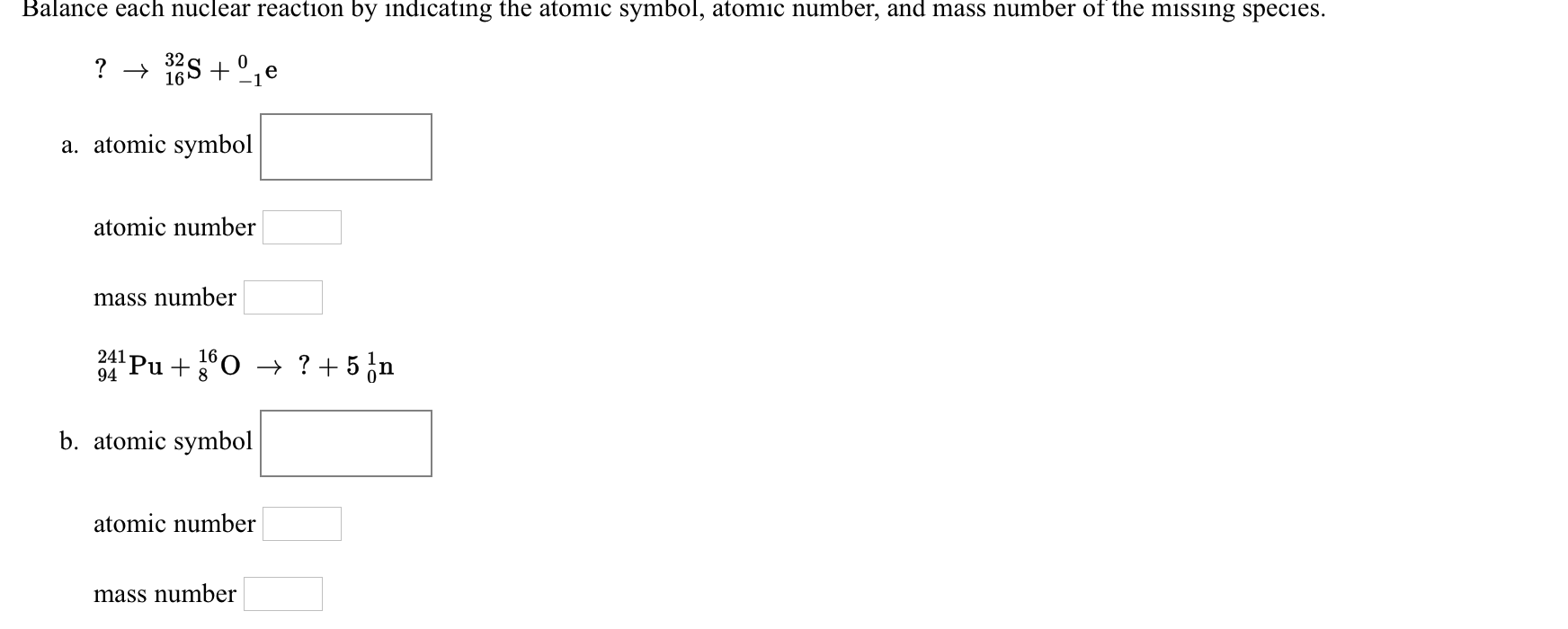 Solved Balance each nuclear reaction by indicating the | Chegg.com