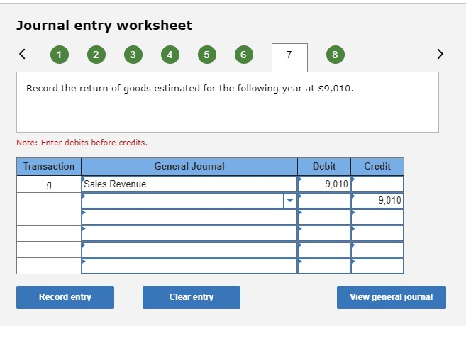 Solved Journal entry worksheet 2 3 4 5 6 7 8 Record the | Chegg.com