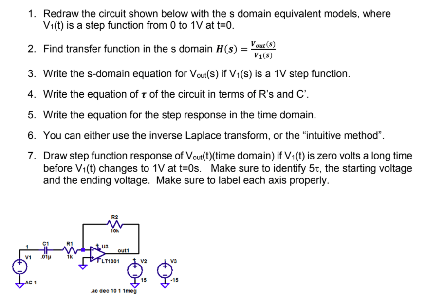 Solved 1. Redraw the circuit shown below with the s domain | Chegg.com