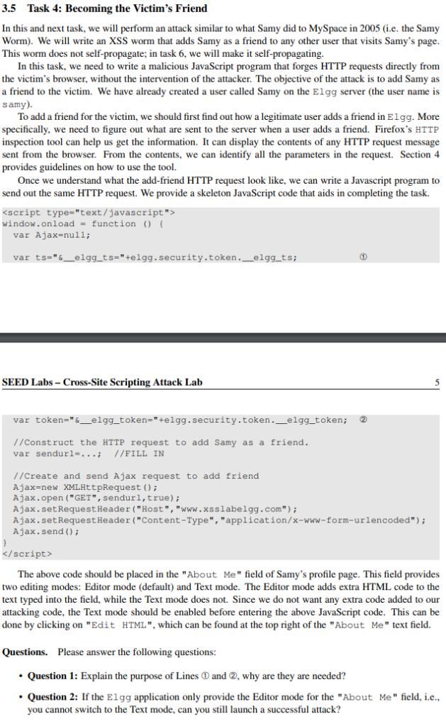 (Solved) : 35 Task 4 Becoming Victim S Friend Next Task Perform Attack ...