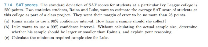 Solved 7.14 SAT scores. The standard deviation of SAT scores | Chegg.com