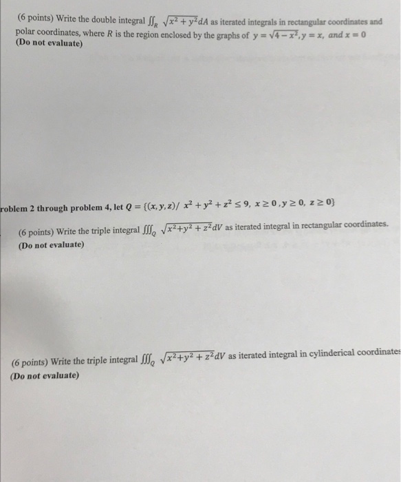Solved (6 points) Write the double integral x2 y?dA as | Chegg.com