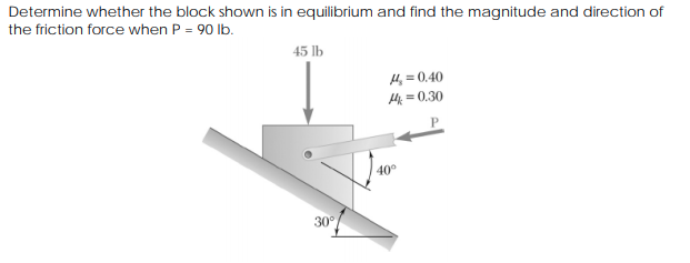 Solved Determine whether the block shown is in equilibrium | Chegg.com