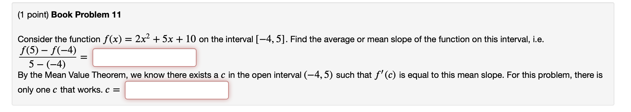 Solved (1 point) Book Problem 11 Consider the function f(x) | Chegg.com