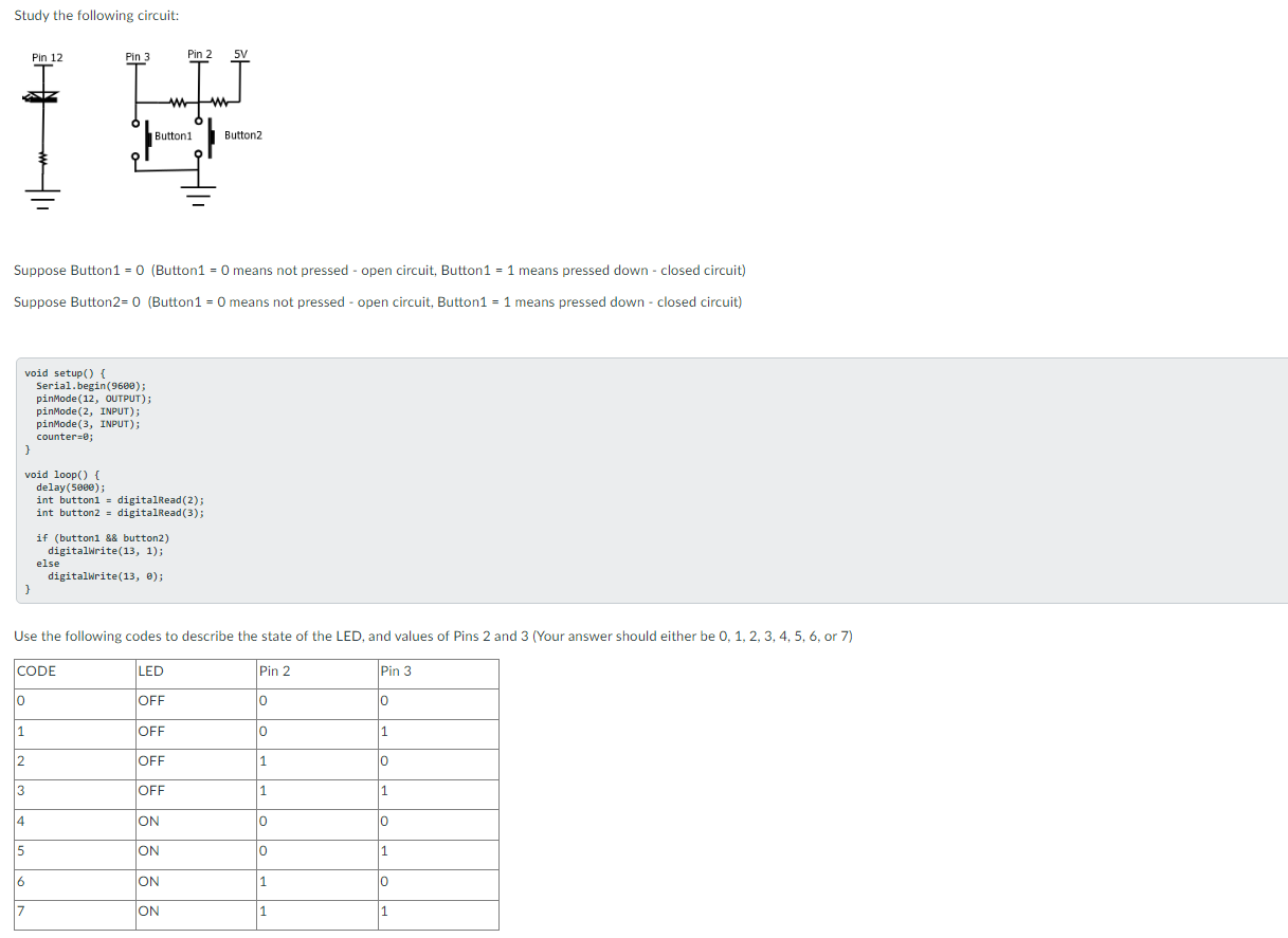 Solved Study the following circuit: Suppose Button 1 = 0 | Chegg.com