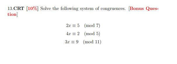 Solved 13.CRT [10%) Solve the following system of | Chegg.com