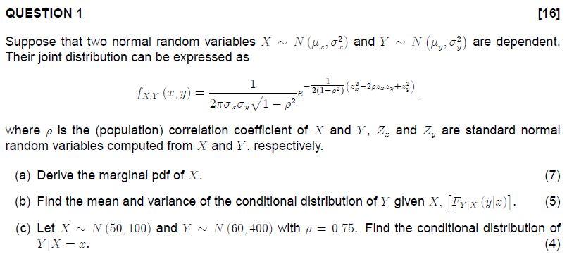 Solved Suppose that two normal random variables X∼N(μw,σx2) | Chegg.com
