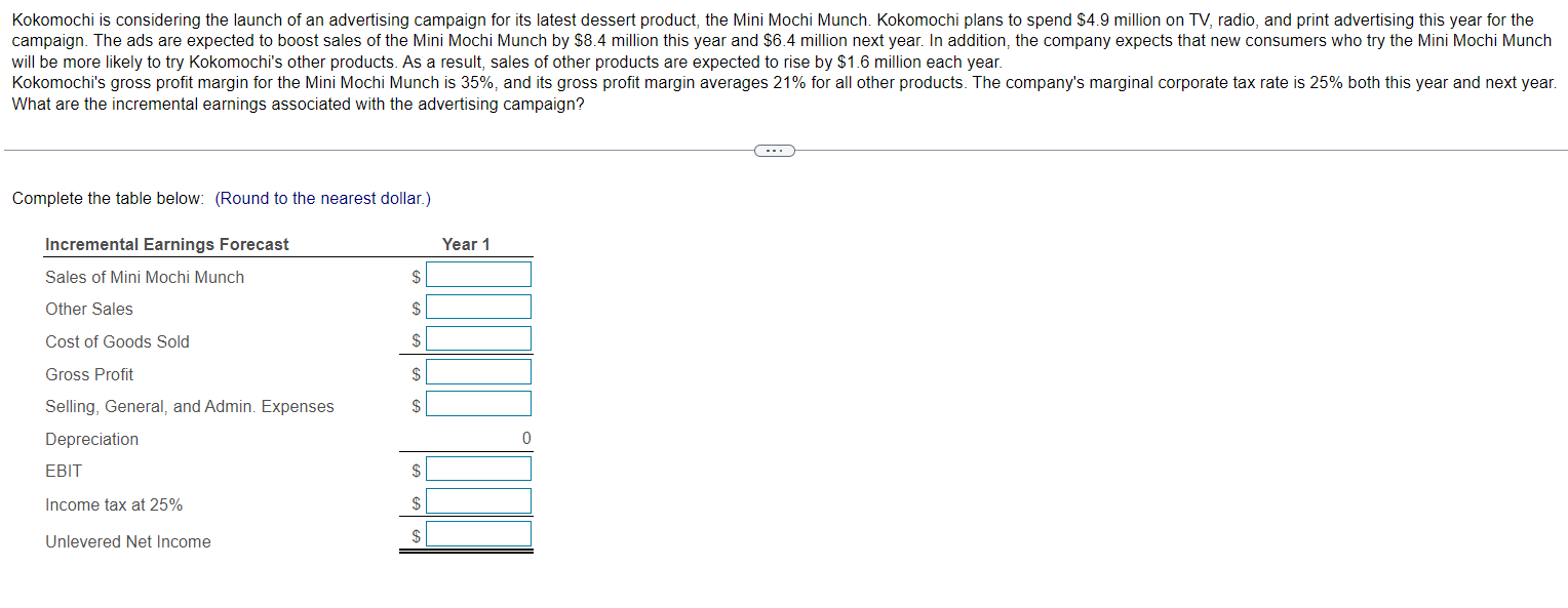 Solved Kokomochi is considering the launch of an advertising | Chegg.com