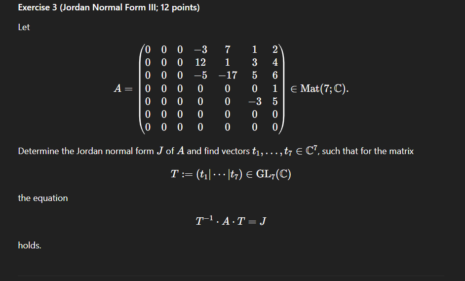 Solved Exercise 3 (Jordan ﻿Normal Form III; 12 | Chegg.com