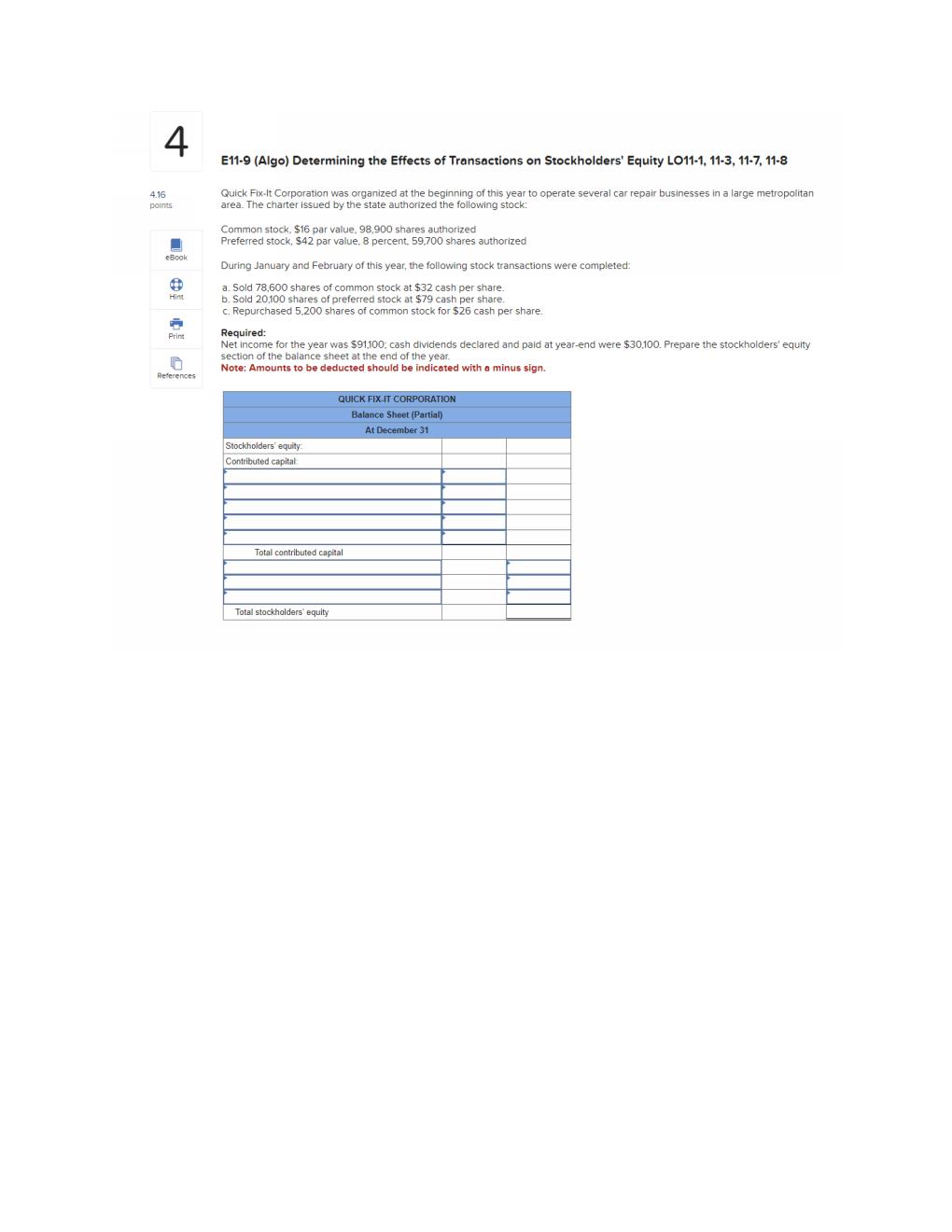 E11-9 (Algo) Determining the Effects of Transactions | Chegg.com