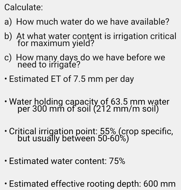 Calculate: a) How much water do we have available? b) | Chegg.com