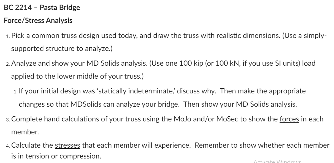 Solved We had to build a pasta bridge for one of my courses | Chegg.com