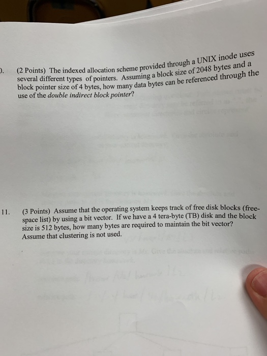 Solved inode uses . (2 Points) The indexed allocation scheme | Chegg.com