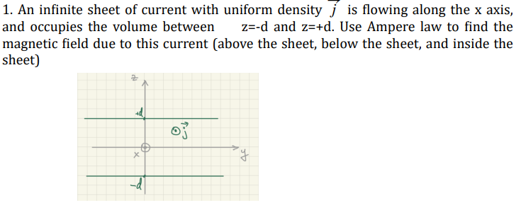 Solved 1. An infinite sheet of current with uniform density | Chegg.com