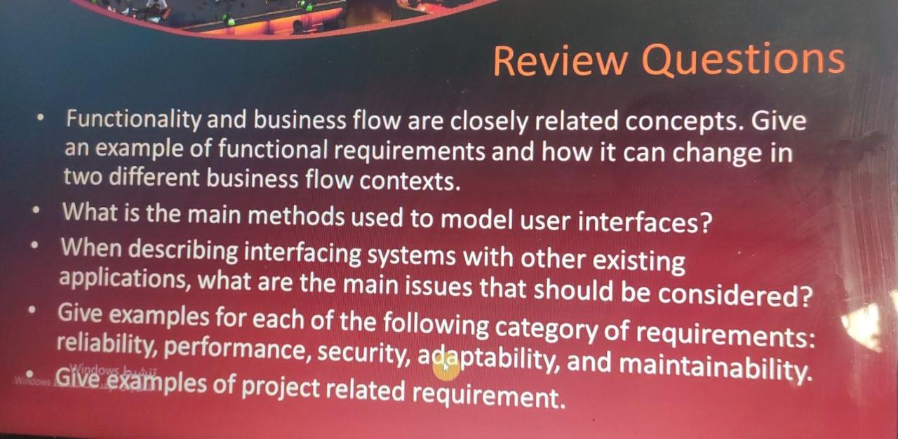 Solved Review Questions • Functionality and business flow | Chegg.com