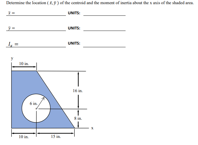 [Solved]: Determine the location (x,y) of the centroid and