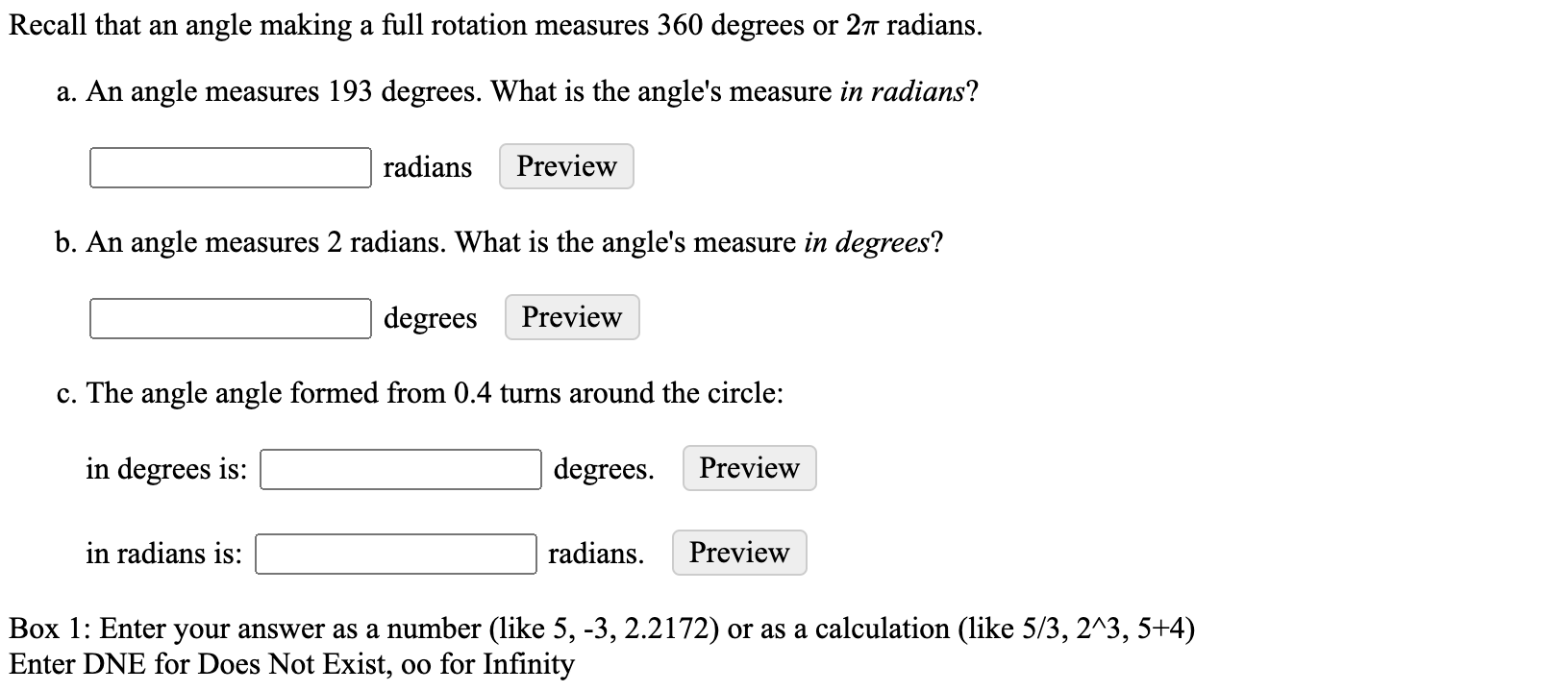 Solved Recall that an angle making a full rotation measures | Chegg.com
