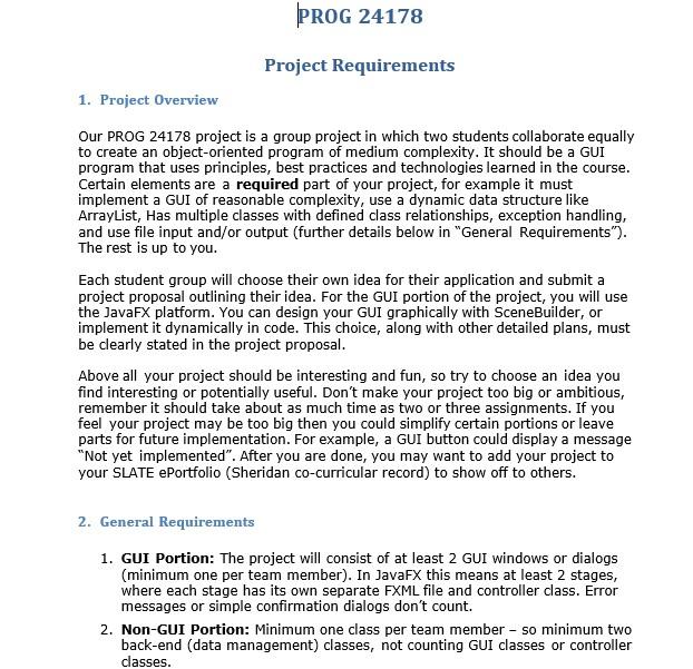 Solved Our PROG 24178 project is a group project in which | Chegg.com