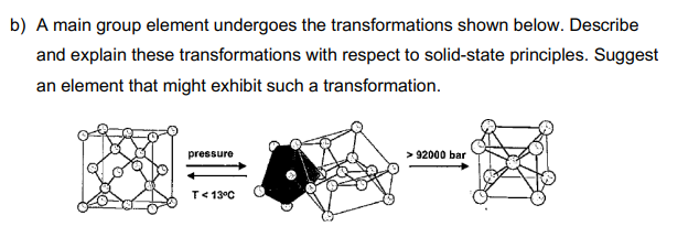 Solved b) A main group element undergoes the transformations | Chegg.com