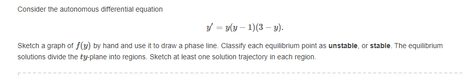 Solved Consider the autonomous differential equation y' = | Chegg.com