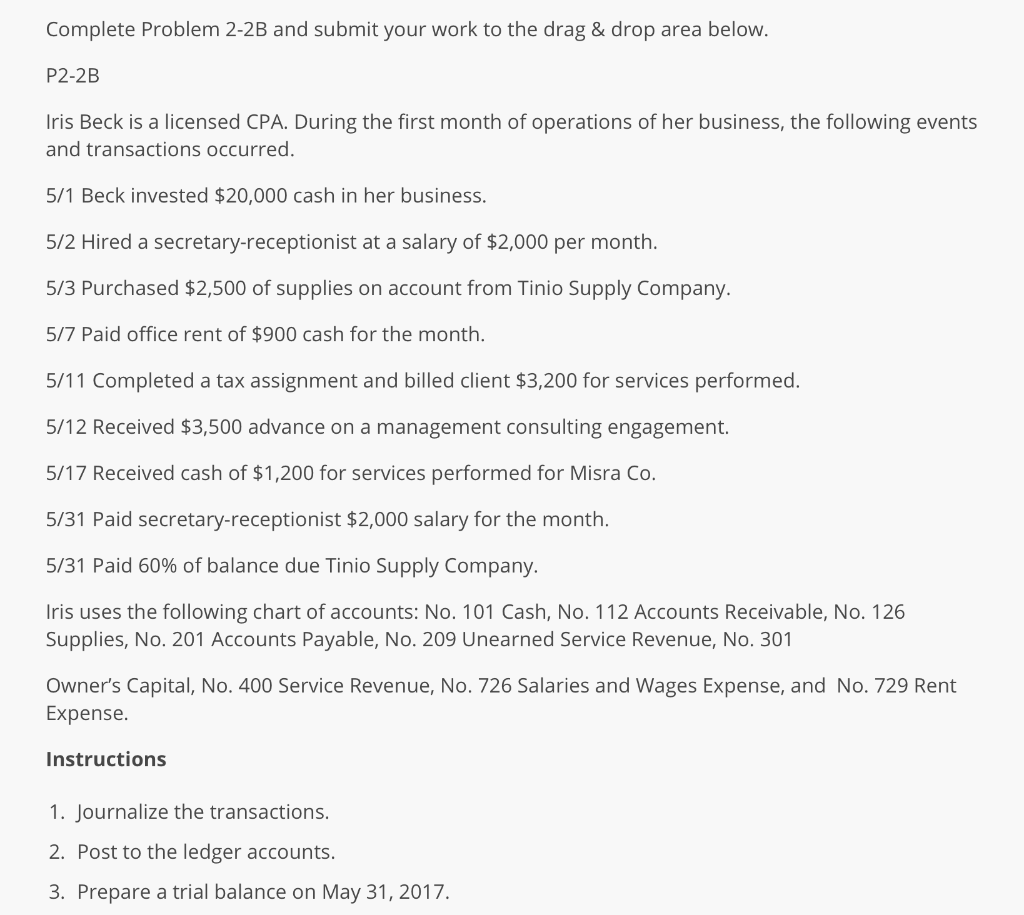 Solved Complete Problem 2-2B and submit your work to the | Chegg.com