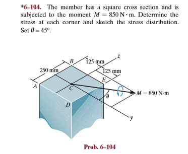 Solved 6-104. The member has a square cross section and is | Chegg.com