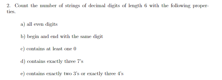 Solved 2 Count The Number Of Strings Of Decimal Digits Of