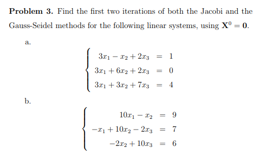 Solved Problem 3. Find the first two iterations of both the | Chegg.com