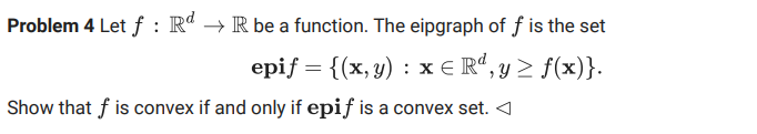 Solved Problem 4 Let f:Rd→R be a function. The eipgraph of f | Chegg.com