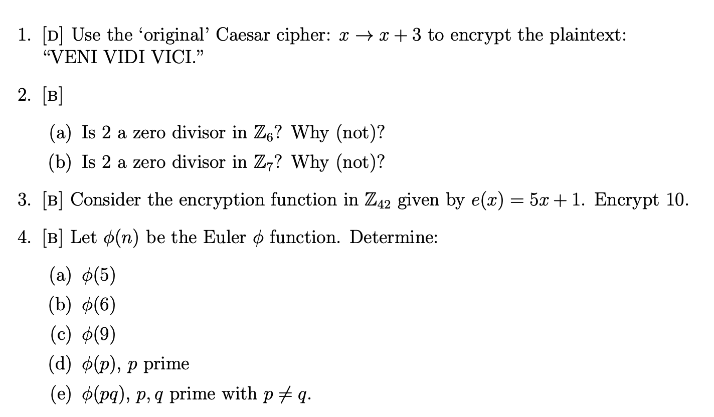 Solved 1. [D] Use the original' Caesar cipher: x + x + 3 to | Chegg.com