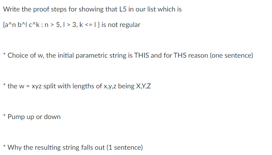 Solved Write the proof steps for showing that L5 in our list | Chegg.com