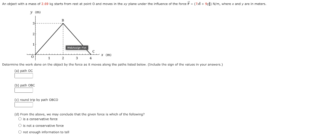 Solved An Object With A Mass Of 2 69 Kg Starts From Rest At