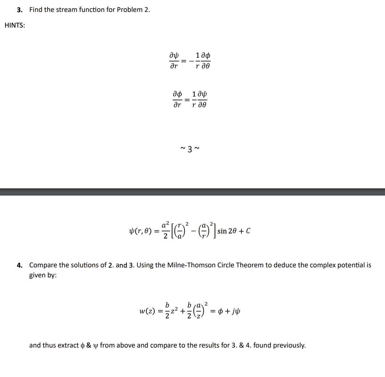 3. Find the stream function for Problem 2. HINTS: | Chegg.com