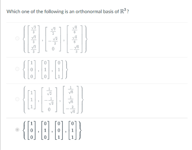 Solved Which one of the following is an orthonormal basis of | Chegg.com