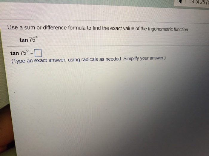 Solved Use a sum or difference formula to find the exact | Chegg.com