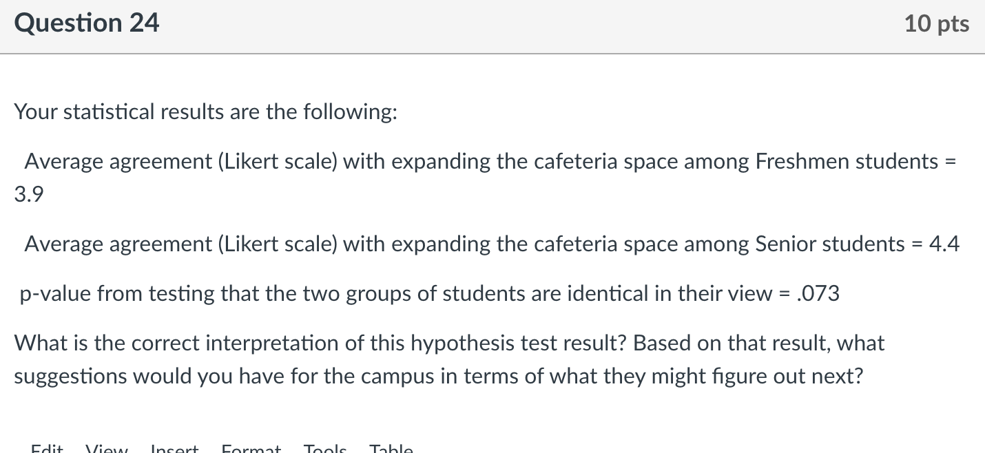 Solved Your statistical results are the following: Average | Chegg.com