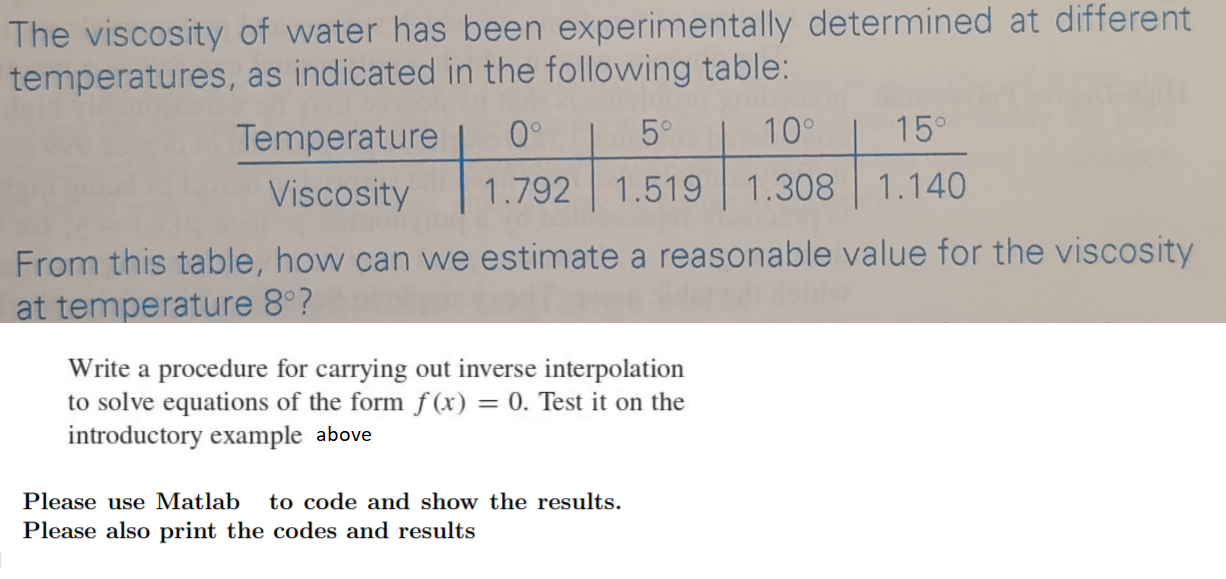 The viscosity of water has been experimentally | Chegg.com