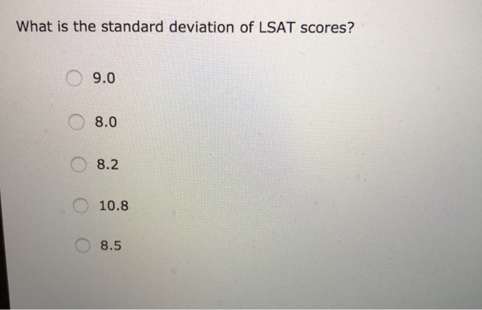 Solved What is the standard deviation of LSAT scores? 9.0 | Chegg.com