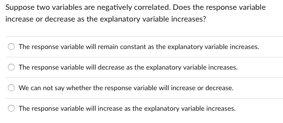 Solved Suppose two variables are negatively correlated. Does | Chegg.com