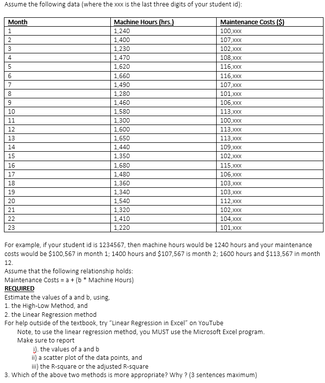 For example, if your student id is 1234567 , then | Chegg.com