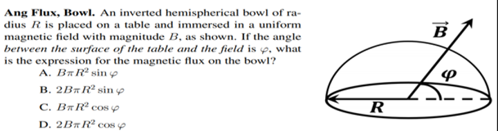 Solved B Ang Flux, Bowl. An inverted hemispherical bowl of | Chegg.com